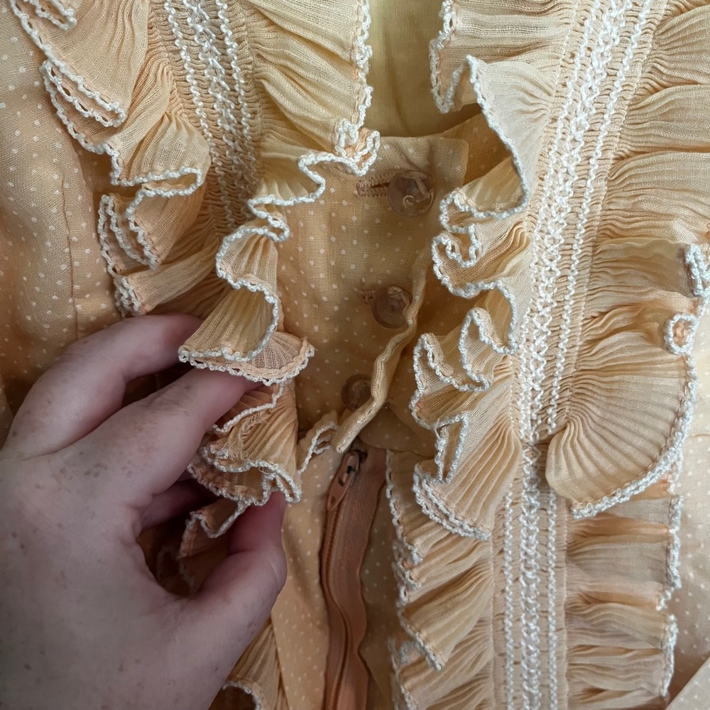 1960s Pixie Vintage Peach Ruffle Maxi Dress Xs - Gem